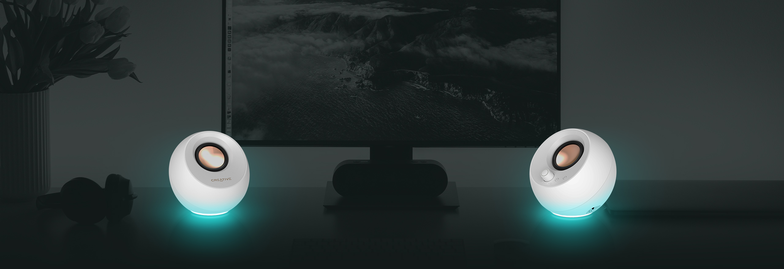 Creative Pebble Pro Minimalist 2.0 USB-C Computer Speakers with Bluetooth 5.3 and Customizable ...